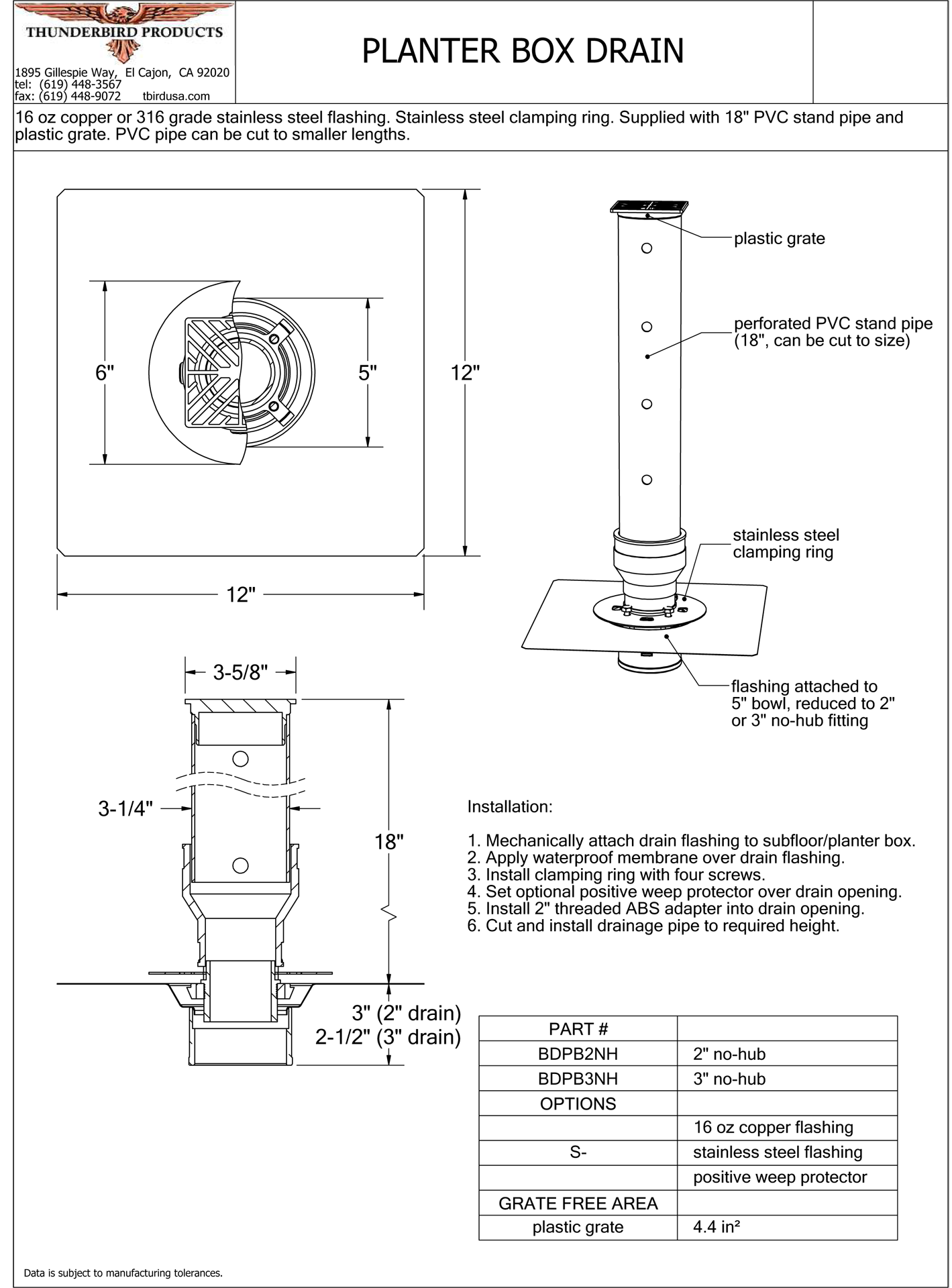 Planter Drain - Copper (2