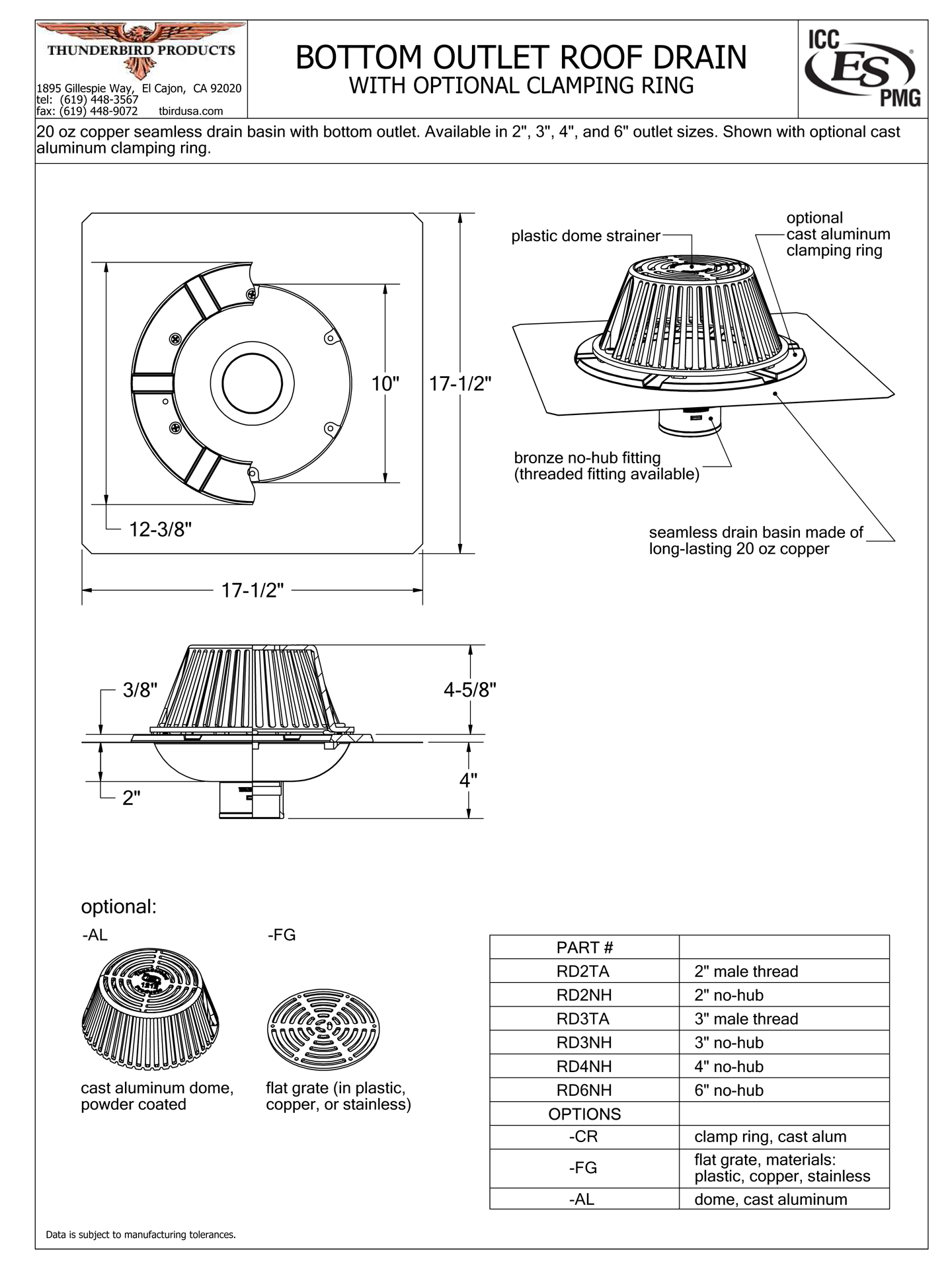 Bottom Outlet Roof Drain | Thunderbird Products