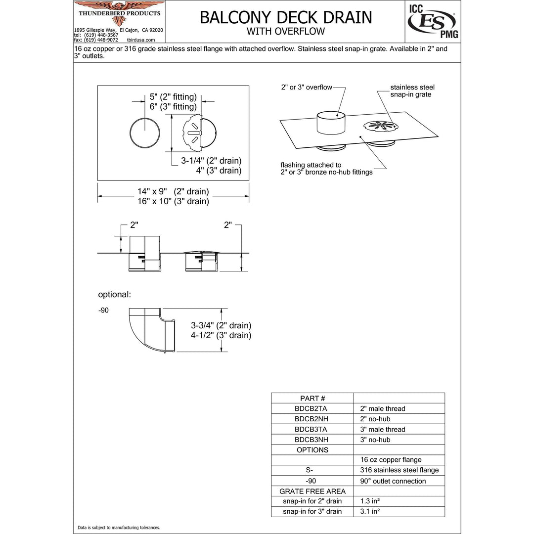 Balcony/Deck Overflow Drain | Thunderbird Products