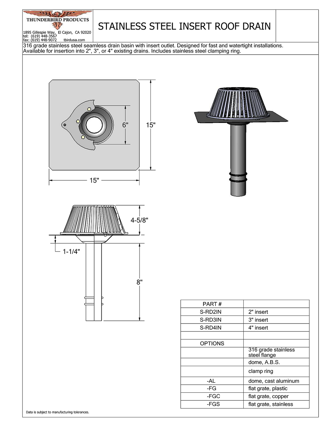 Stainless Steel Retrofit Roof Drain | Thunderbird Products