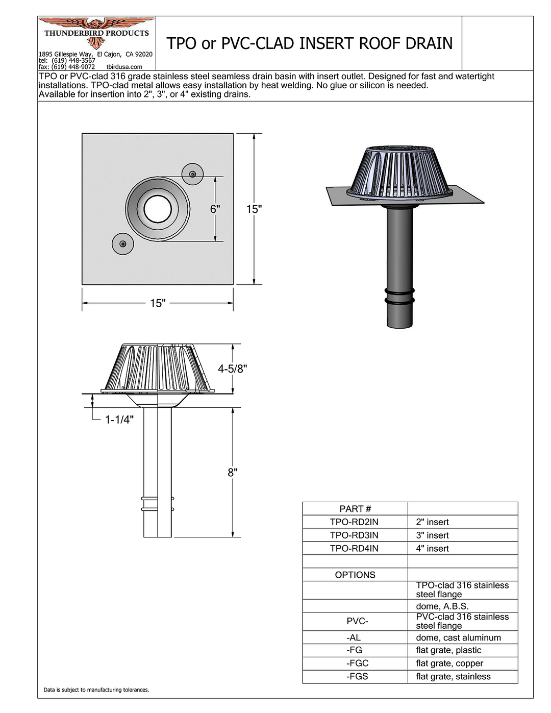 TPO Retrofit Roof Drain | Thunderbird Products