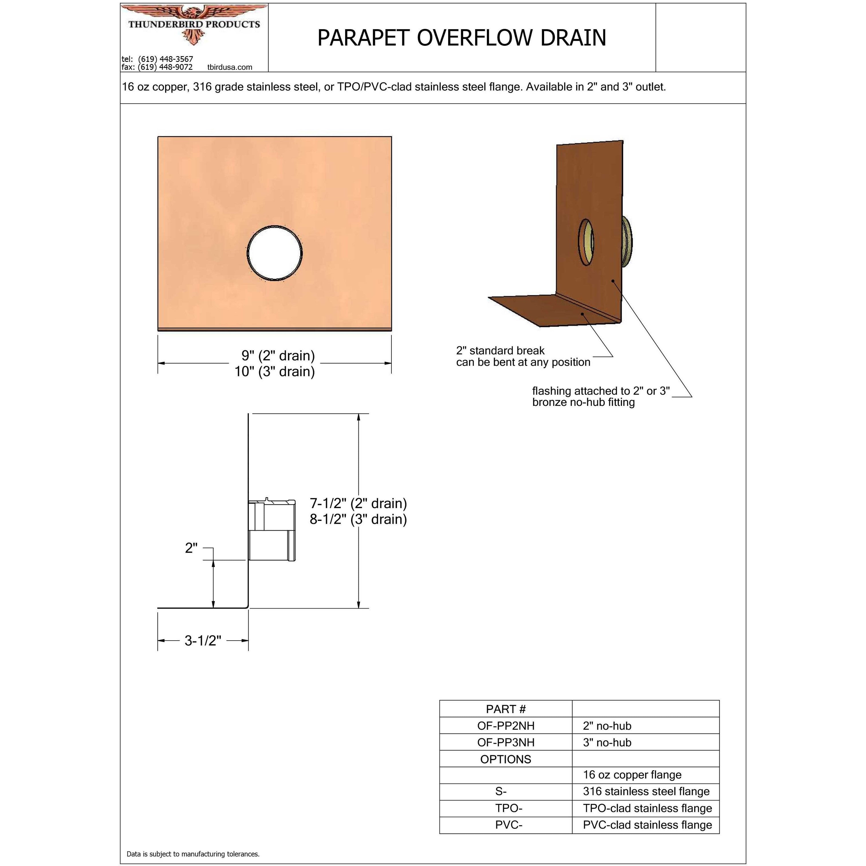 Parapet Overflow Drain | Thunderbird Products