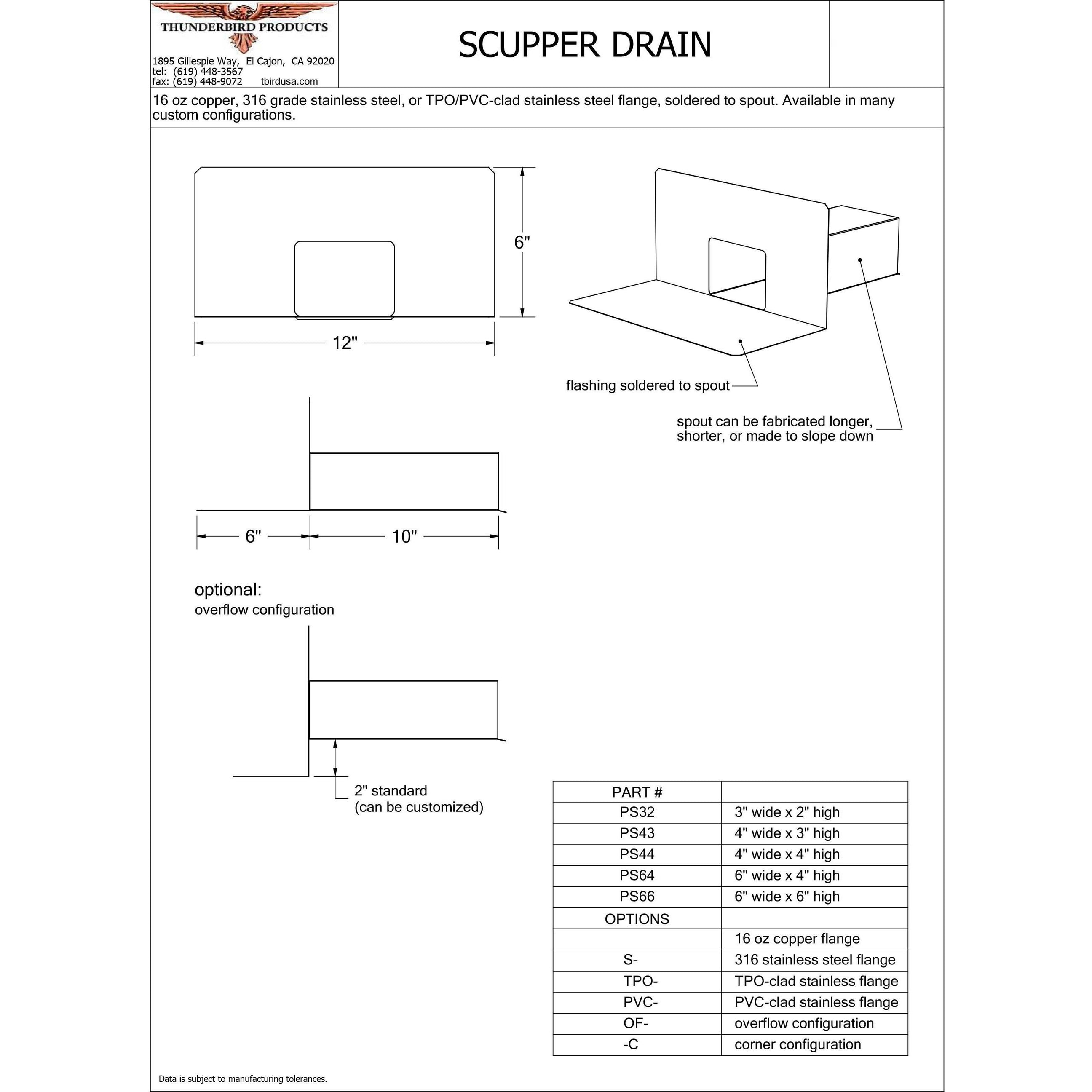 Buy Professional-Grade Scupper Drains | Thunderbird Products