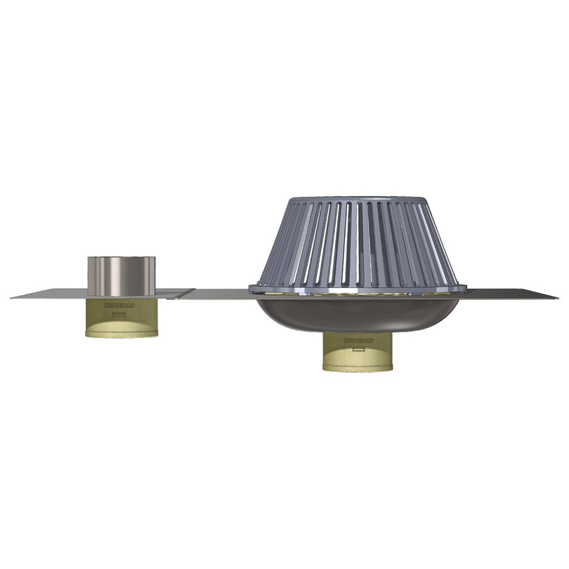 Stainless Steel Bottom Outlet Roof Drain with Overflow | Thunderbird ...
